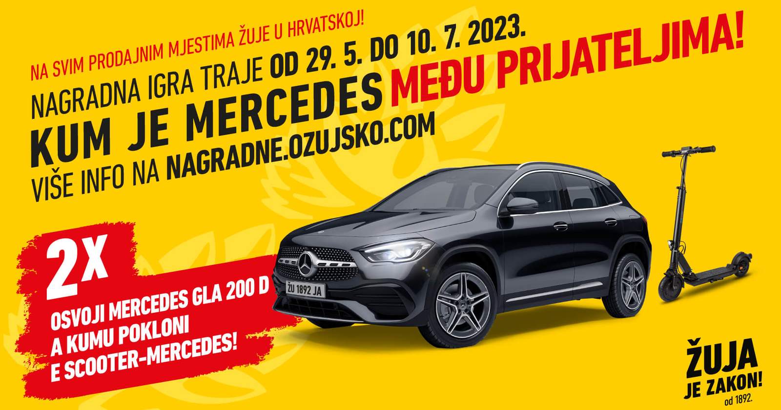 Ožujsko nagradna igra 2023 za 2 automobila Mercedes GLA 200D