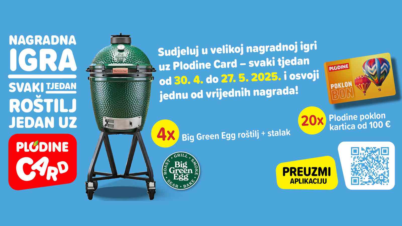 Plodine nagradna igra: Svaki tjedan roštilj jedan uz Plodine Card