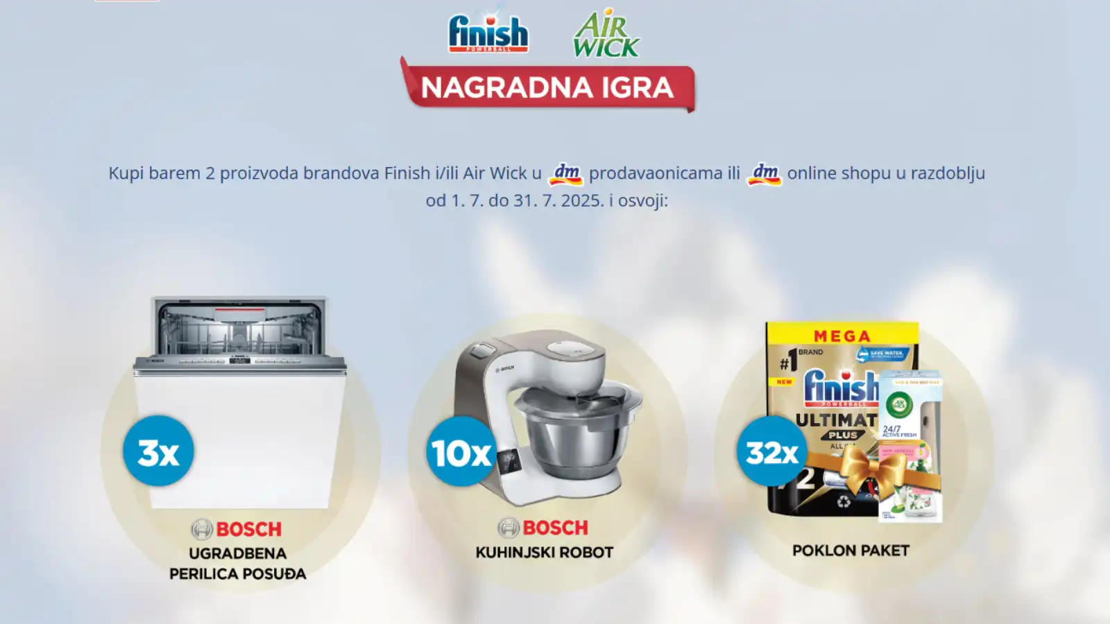 Finish nagradna igra 2025: Za savršeno čist i mirisan dom - Nagradne igre Hrvatska